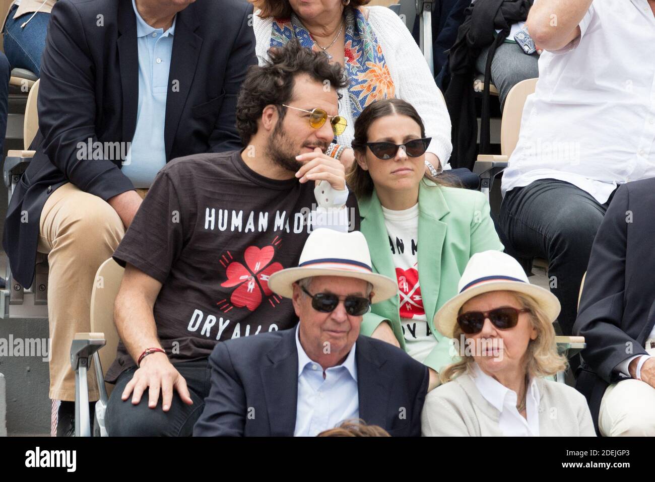 Amir Haddad and his wife Lital in stands during French Tennis Open at ...