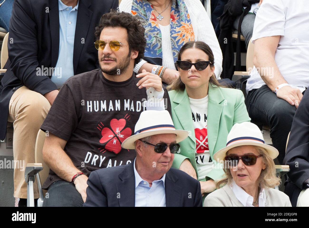 Amir Haddad and his wife Lital in stands during French Tennis Open at ...