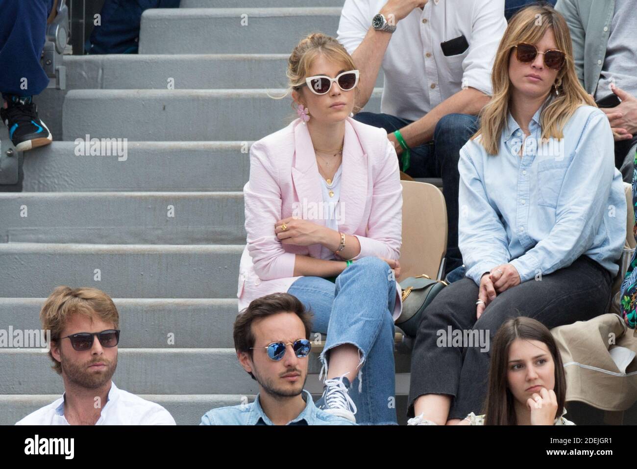 Alice Isaaz in stands during French Tennis Open at Roland-Garros arena ...