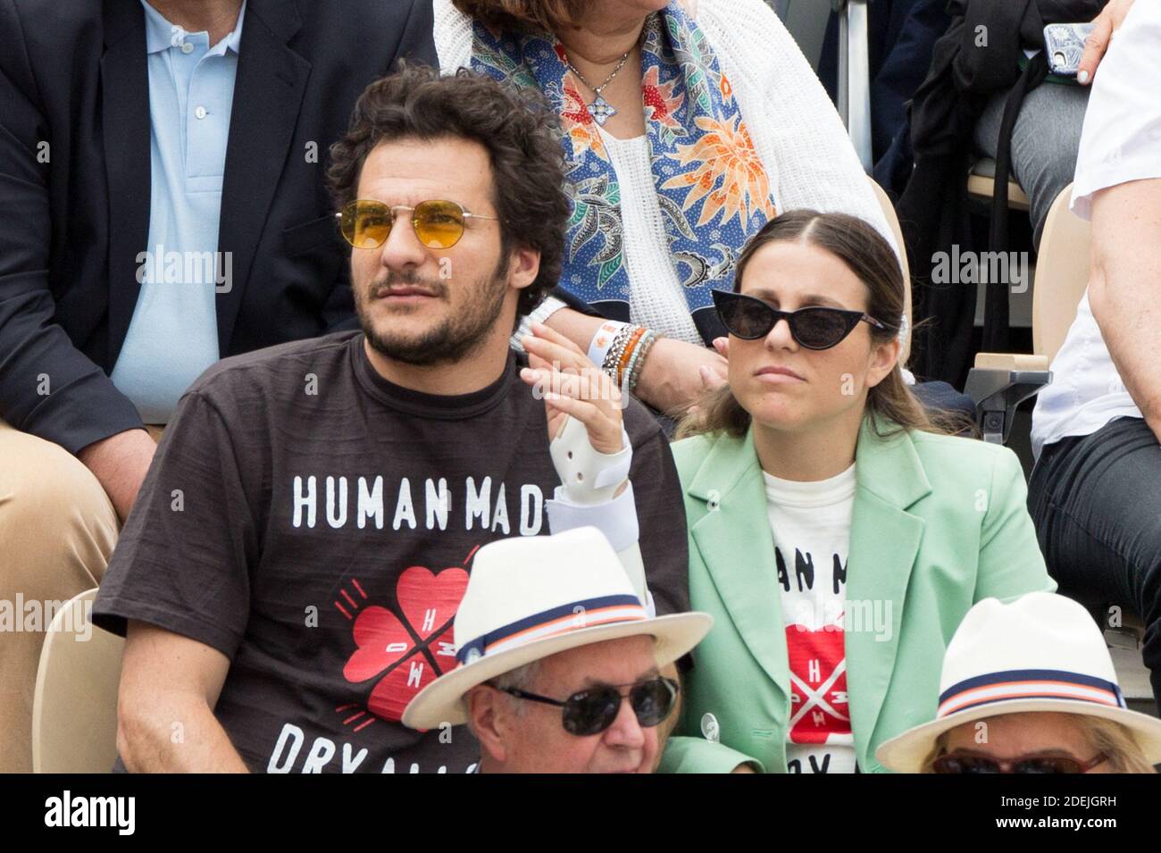 Amir Haddad and his wife Lital in stands during French Tennis Open at ...