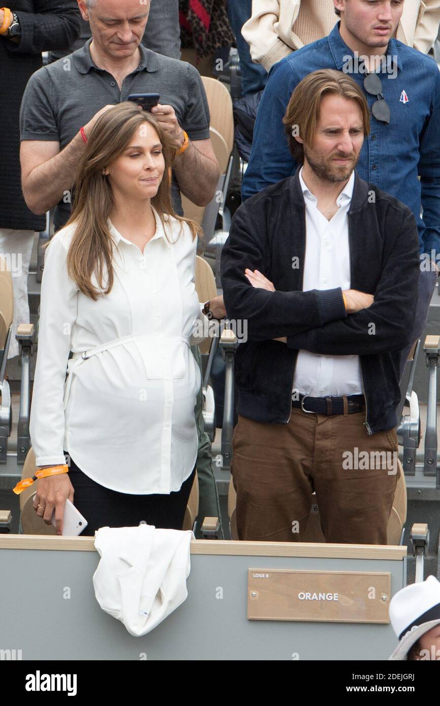 Ophelie Meunier pregnant and Mathieu Vergne in stands during French ...