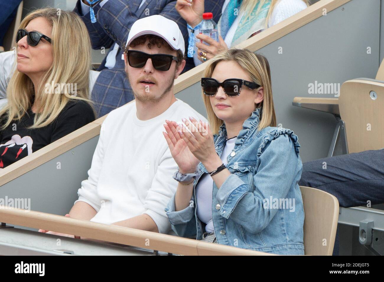 Youtuber Norman Thavaud and girlfriend Martha in stands during French ...