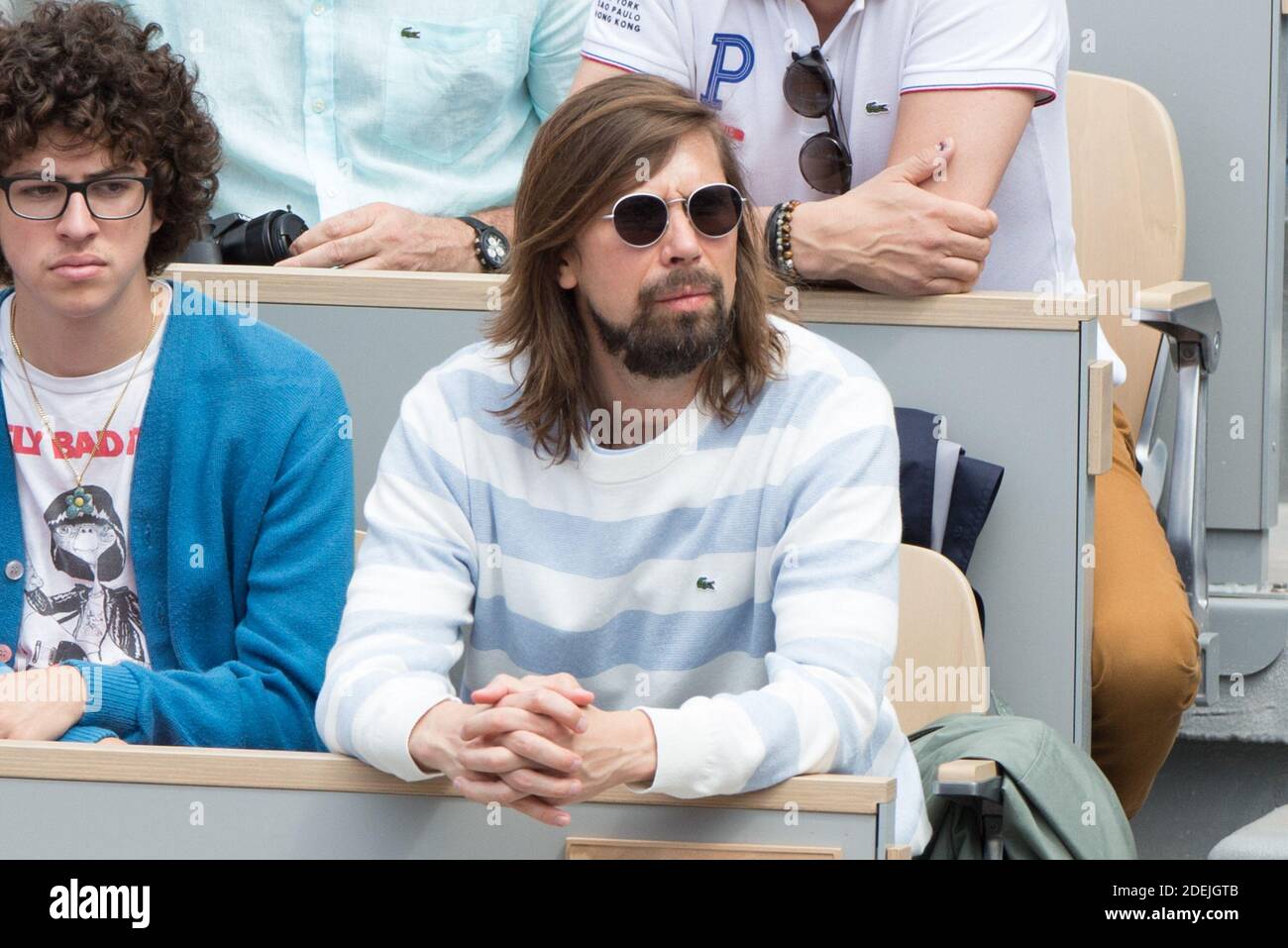 Pedro Winter in stands during French Tennis Open at Roland-Garros arena ...