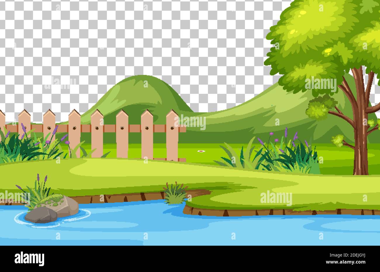 Blank nature park scene landscape on transparent background ...