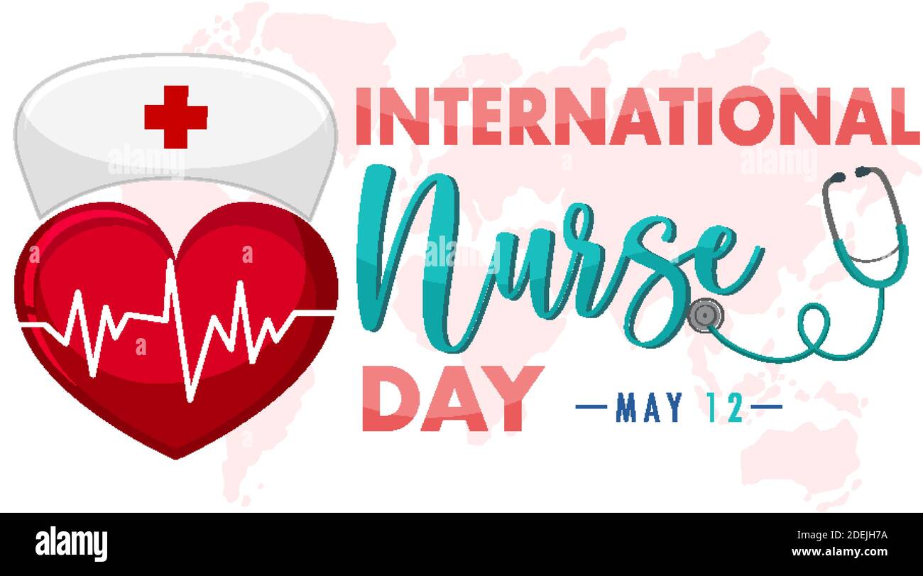 International Nurse Day logo with nurse's cap and big heart on world ...