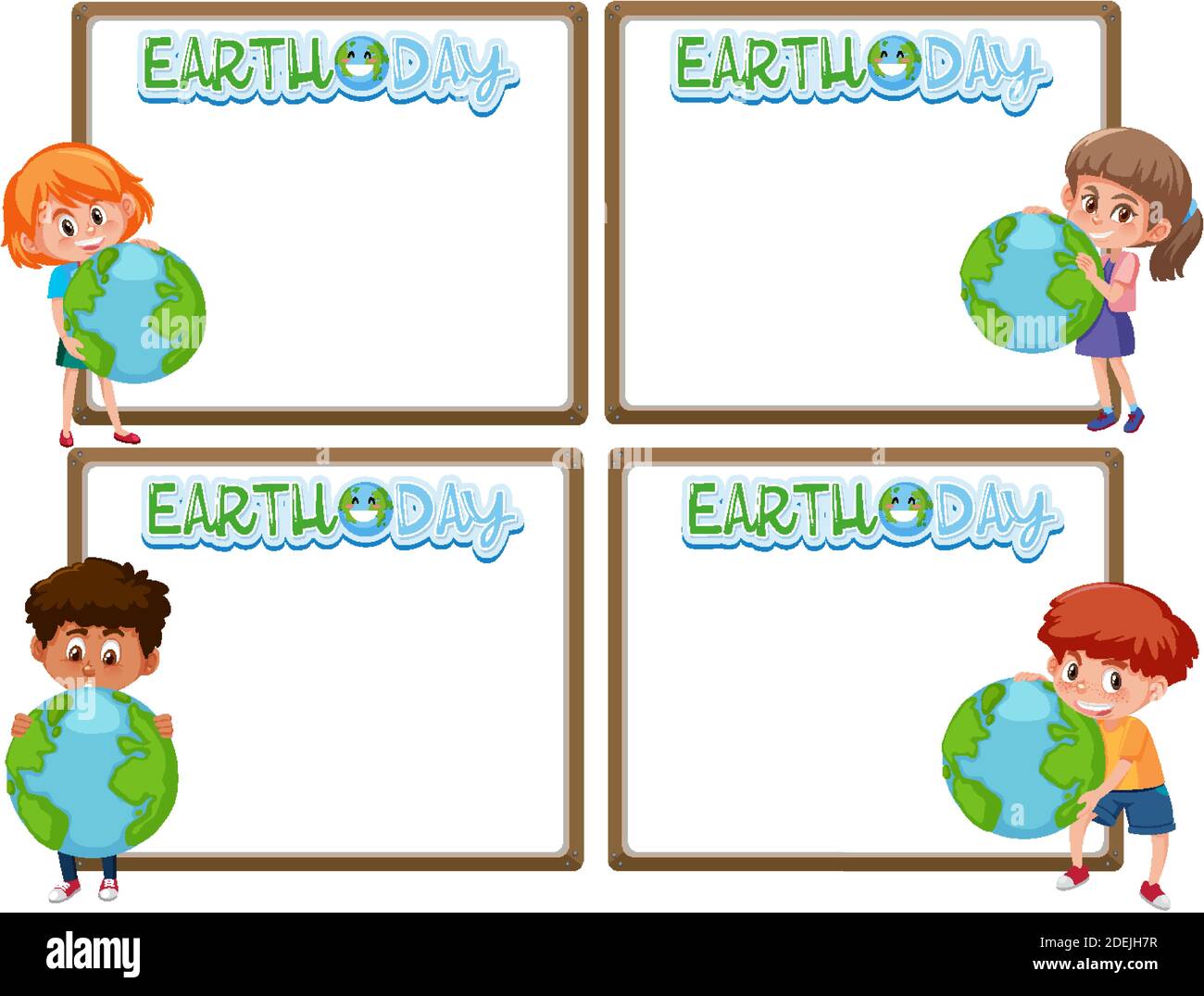 Set of border frame template with earth day theme background ...