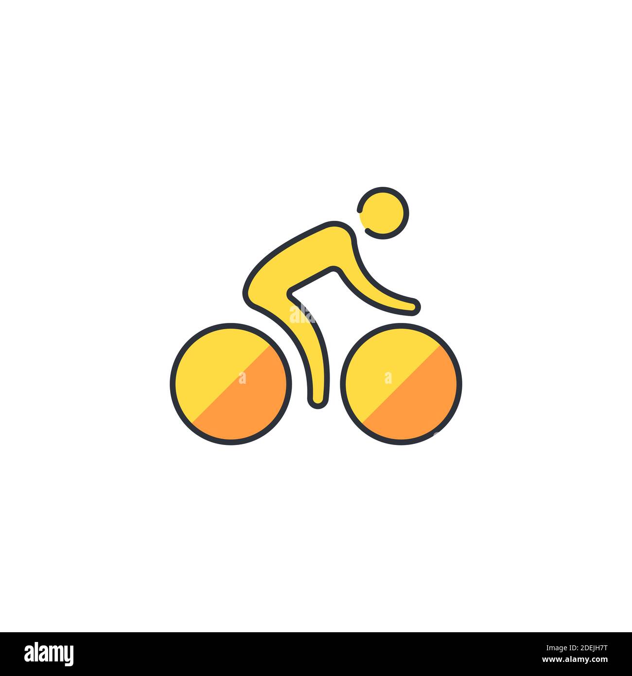 Cycling icon, color, line, outline vector sign, linear style pictogram ...