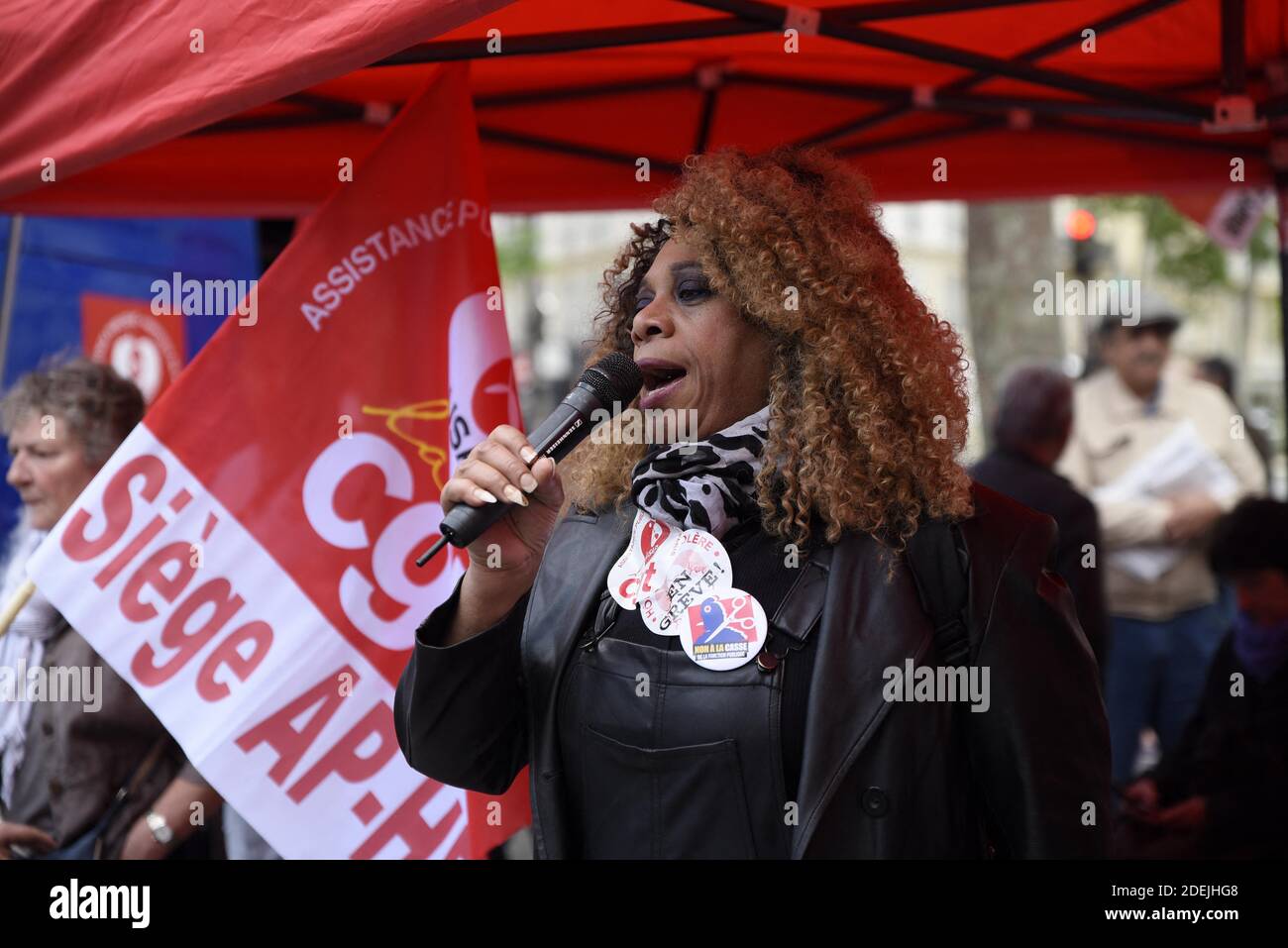 Rose-may Rousseau takes part in a demonstration near French Health ...