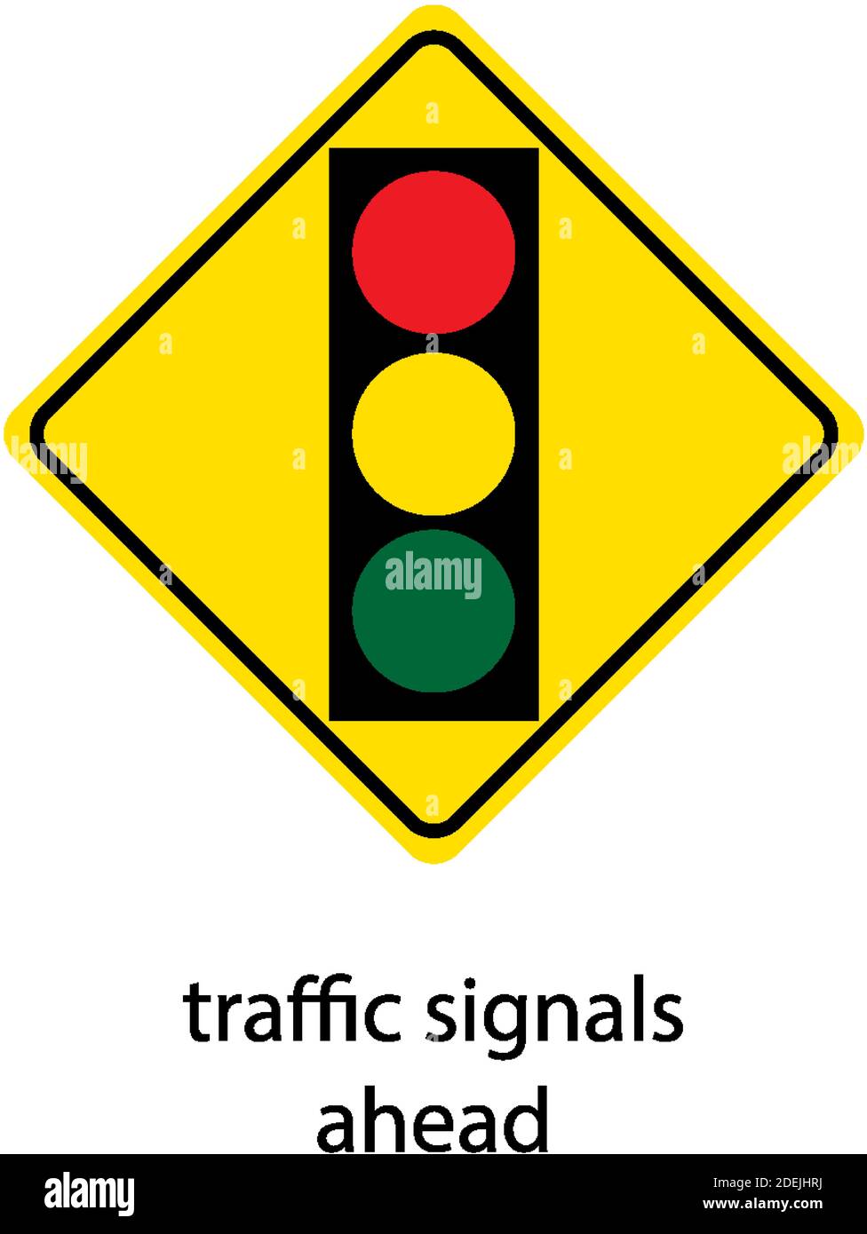 Yellow traffic warning sign on white background illustration Stock ...