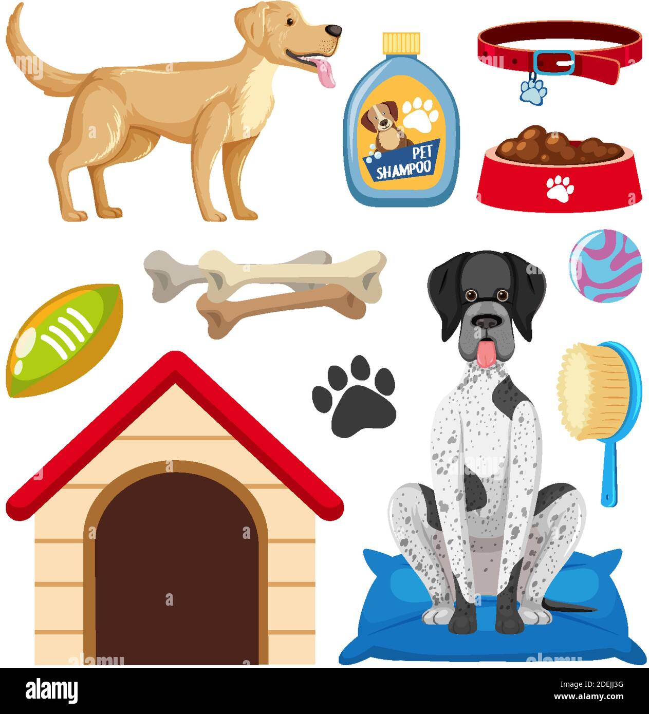 Set of dog elements isolated on white background illustration Stock ...