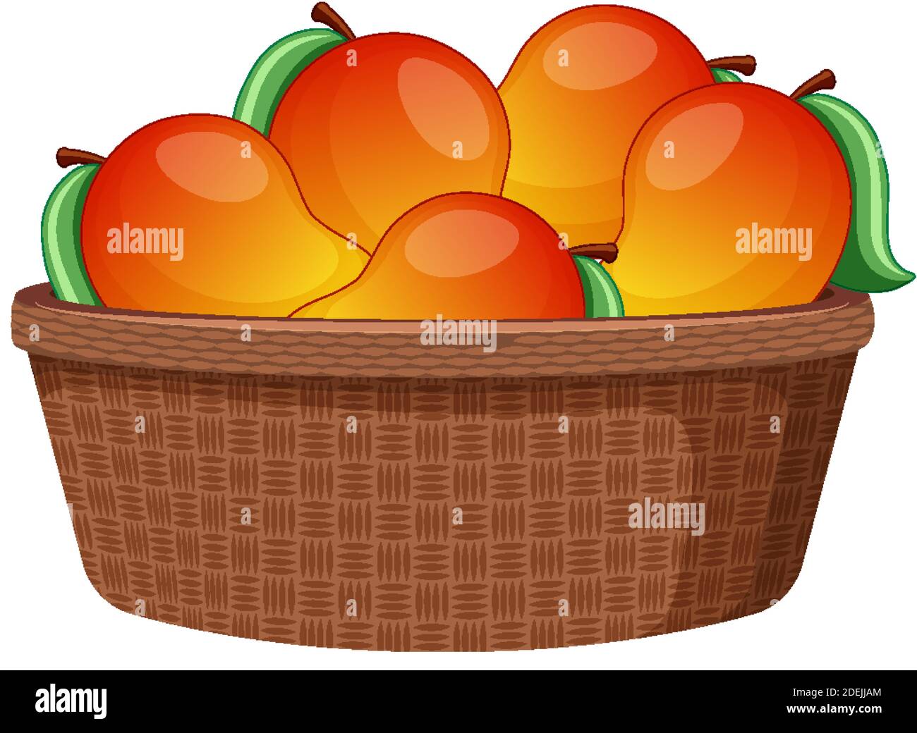Mangos in the basket isolated on white background illustration Stock ...