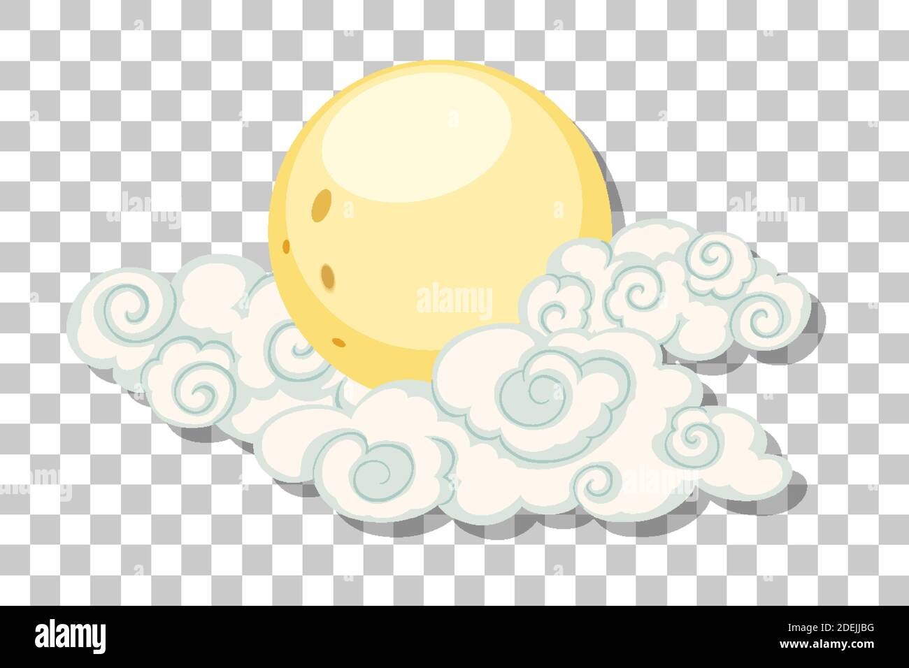 The moon with clouds in chinese style isolated on transparent ...