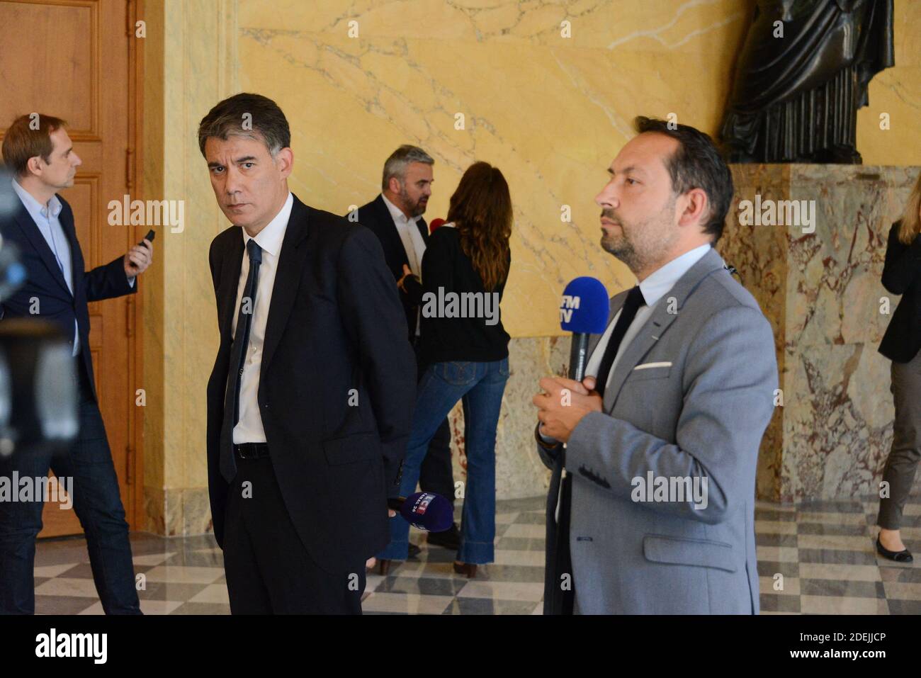 Olivier Faure and Sebastien Chenu at the National Assembly on June 12 ...