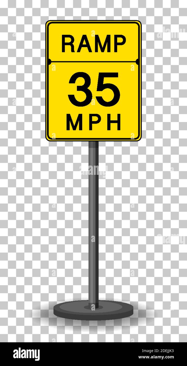 Ramp 35 MPH sign isolated on transparent background illustration Stock ...