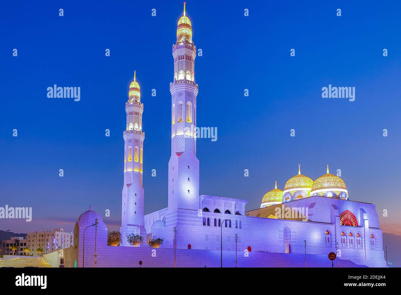 Middle East, Arabian Peninsula, Oman, Muscat, Bawshar. Evening view of ...
