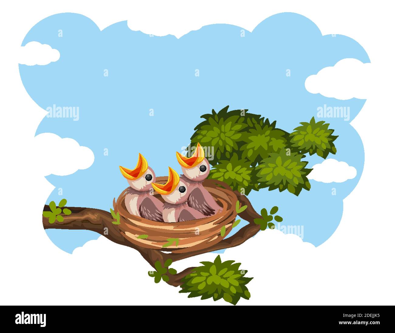 Chicks and its mother bird in nature illustration Stock Vector Image ...