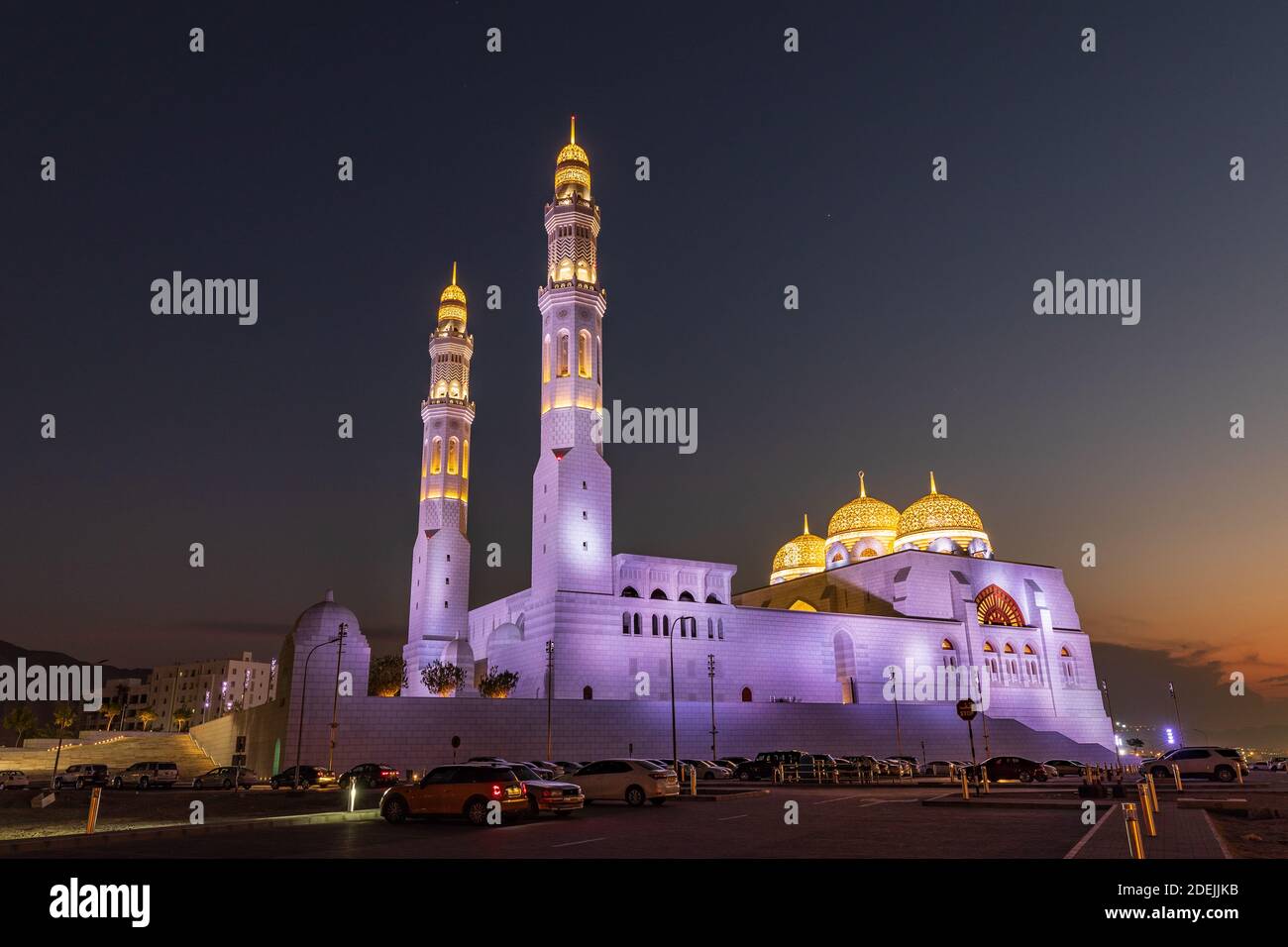 Middle East, Arabian Peninsula, Oman, Muscat, Bawshar. Evening view of ...