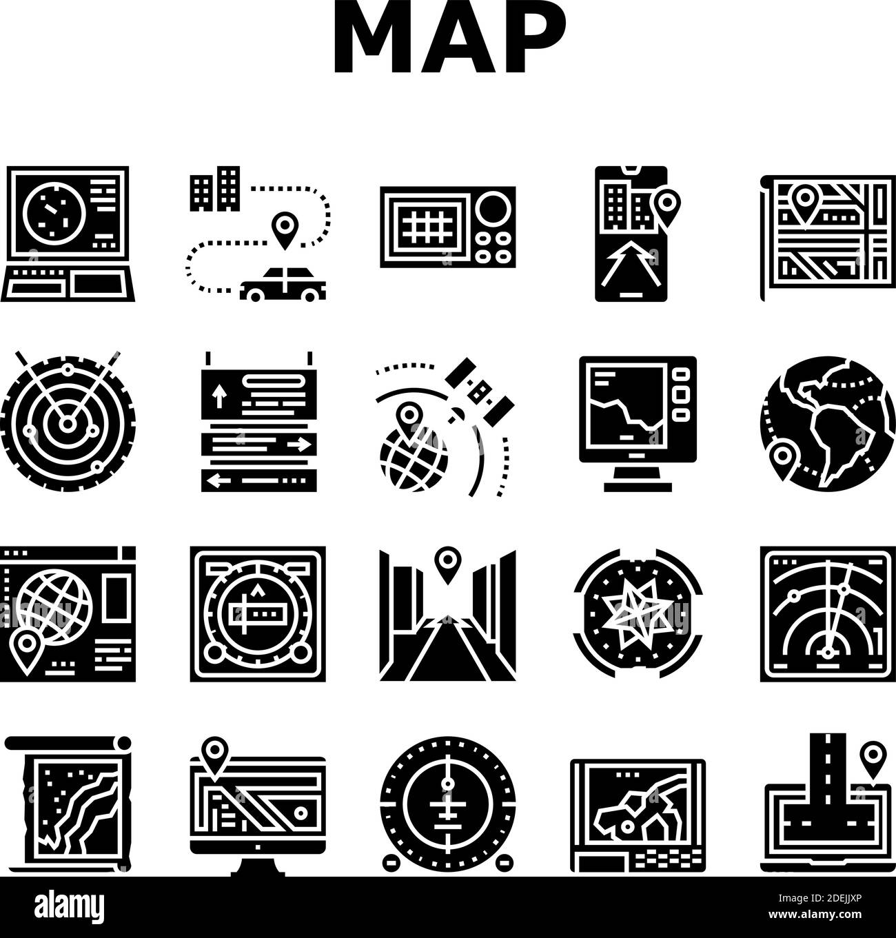 Map Location System Collection Icons Set Vector Stock Vector Image ...