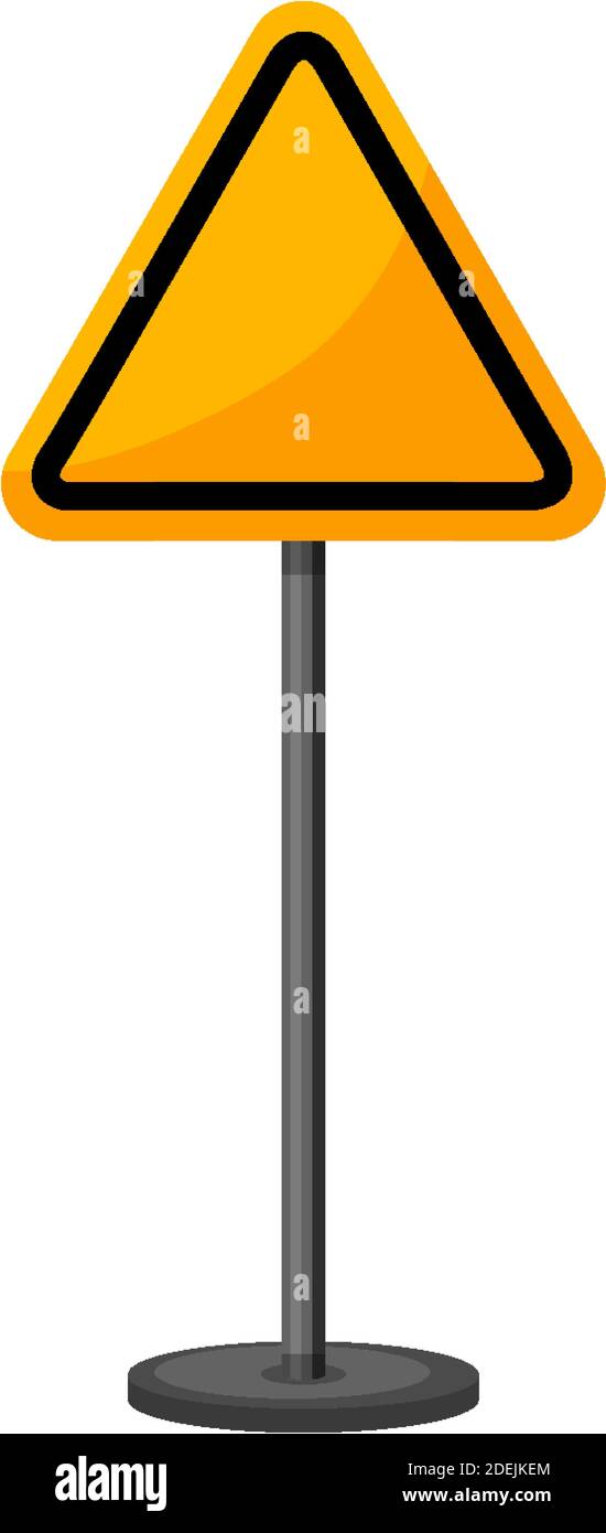 Yellow traffic warning sign on white background illustration Stock ...