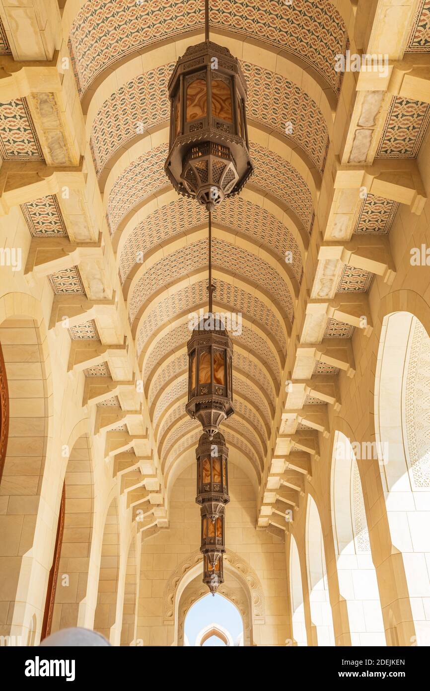 Middle East, Arabian Peninsula, Oman, Muscat. Exterior corridor of ...