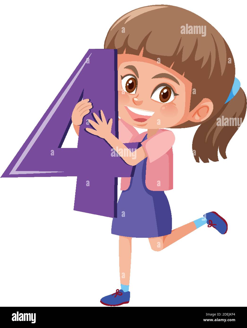 Student girl holding the number cartoon character isolated on white ...