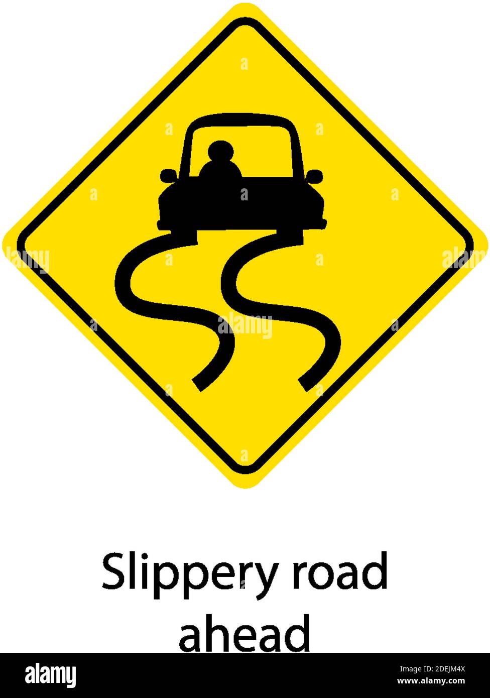 Yellow traffic warning sign on white background illustration Stock ...