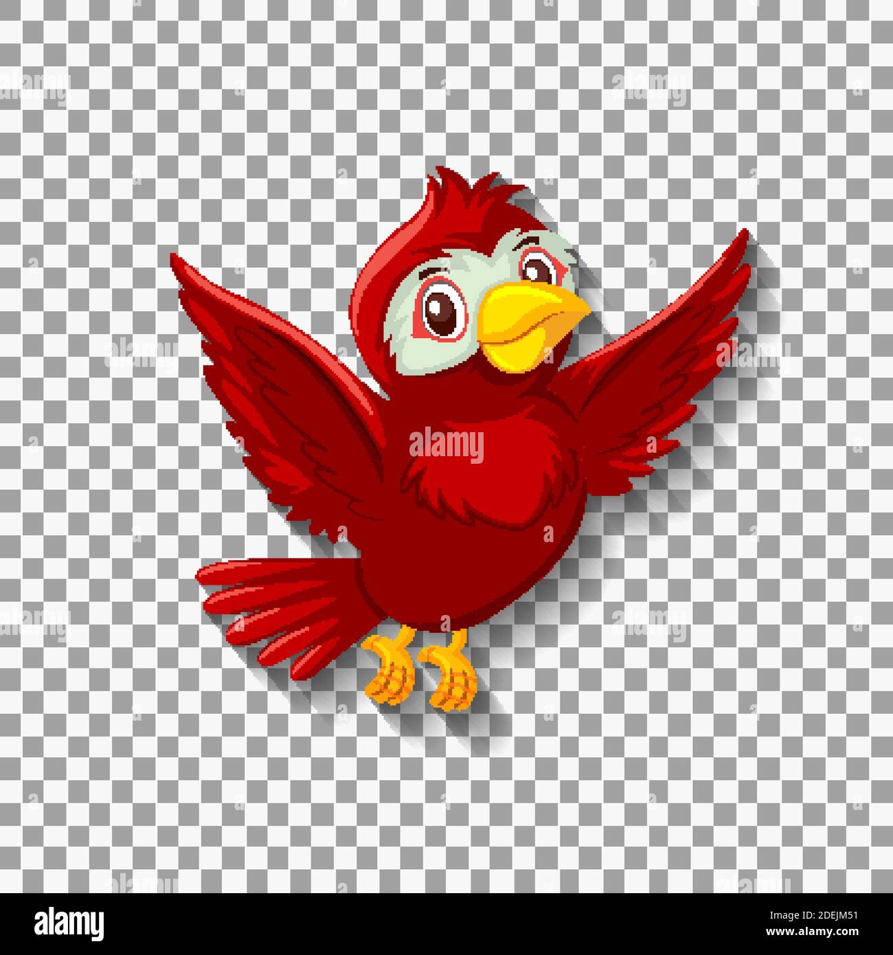 Cute red bird cartoon character illustration Stock Vector Image & Art ...