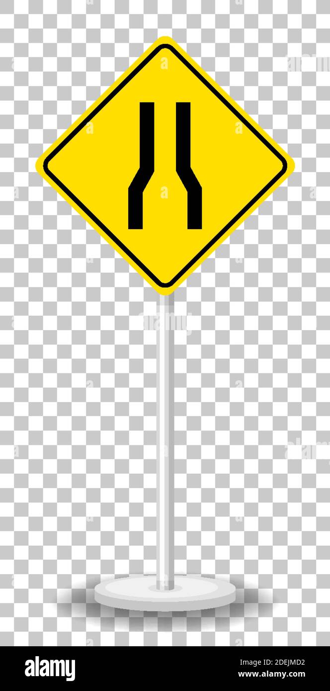 Yellow traffic warning sign on transparent background illustration ...