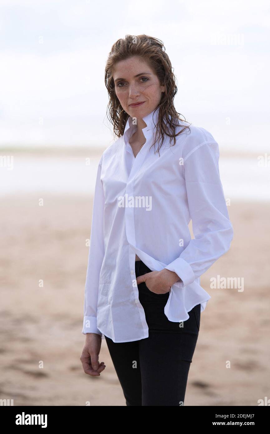 Maud Wyler attending a photoall on the beach during the 33rd Cabourg ...