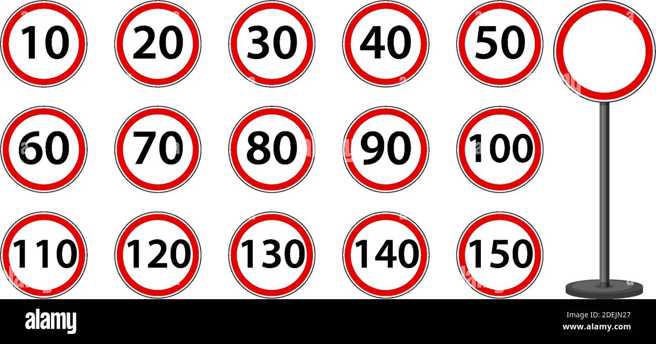 Set of red traffic sign on transparent background illustration Stock ...