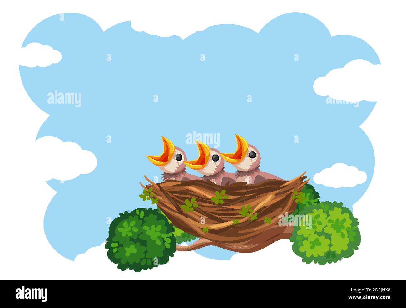 Chicks and its mother bird in nature illustration Stock Vector Image ...