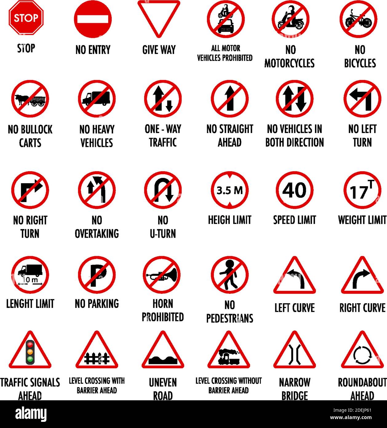 Set of mandatory road signs isolated on whte background illustration ...