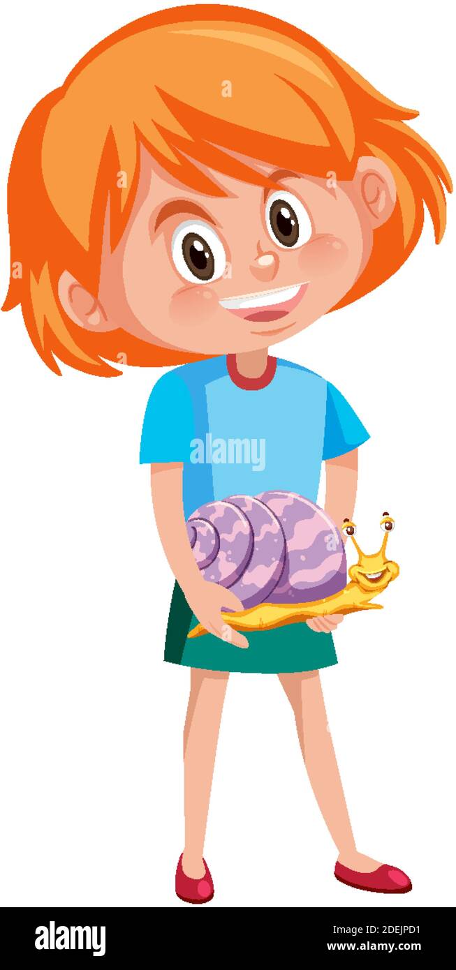 Girl holding cute animal cartoon character isolated on white background ...