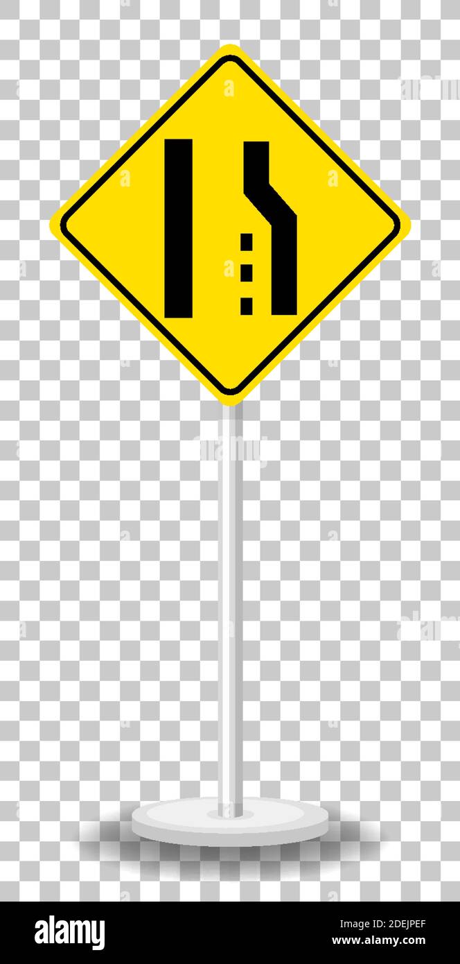 Yellow traffic warning sign on transparent background illustration ...