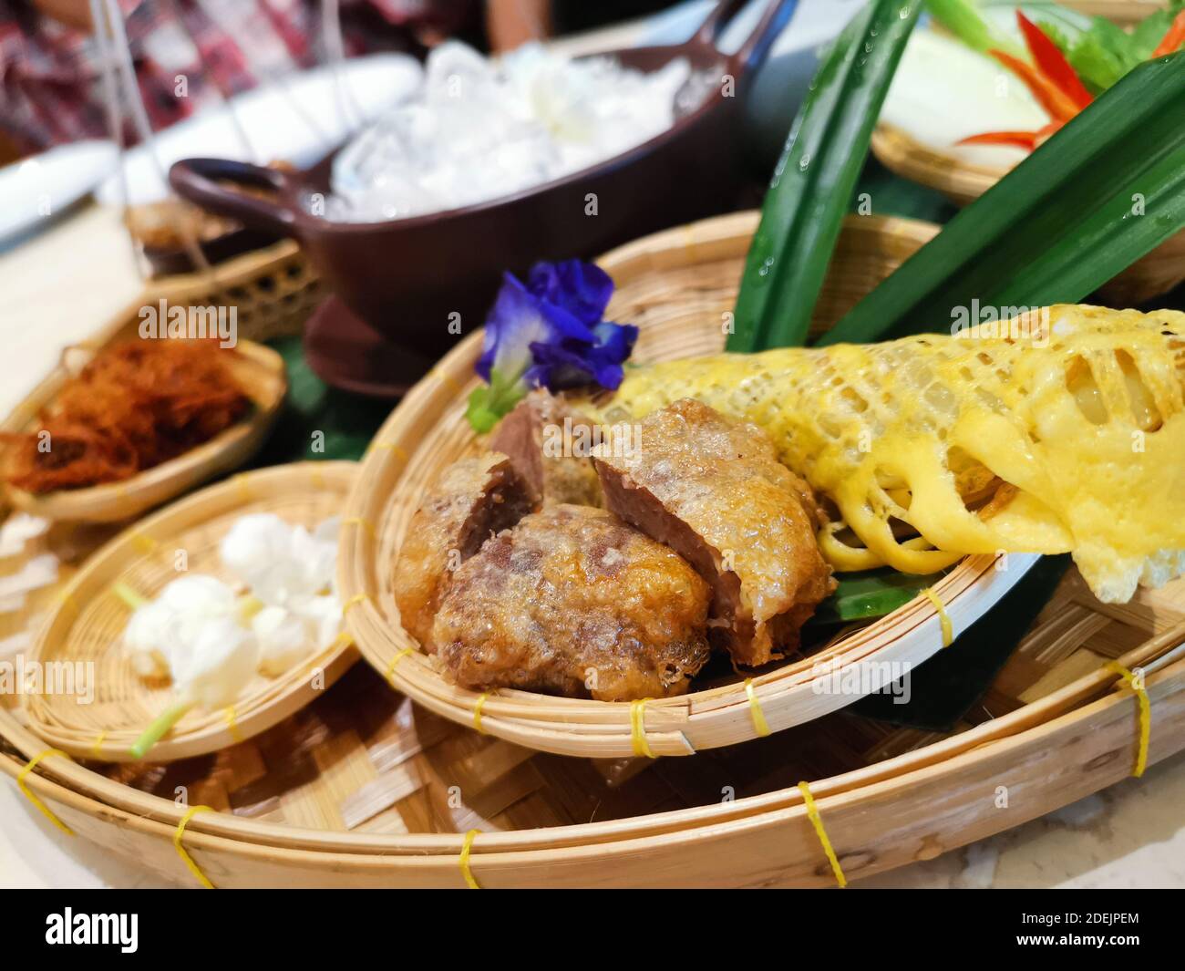 Fried minced pork and Salted Fish. the side dishes of Khao Chae ...