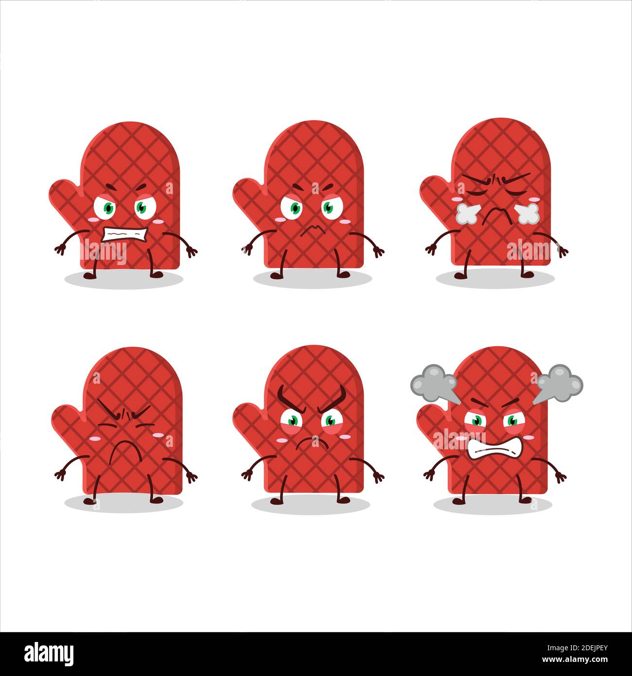 Oven mitt cartoon character with various angry expressions. Vector ...
