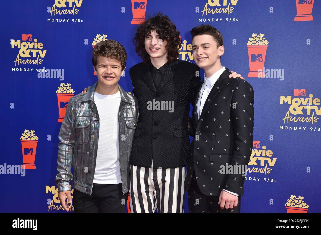 Gaten Matarazzo, Finn Wolfhard and Noah Schnapp attend the 2019 MTV ...