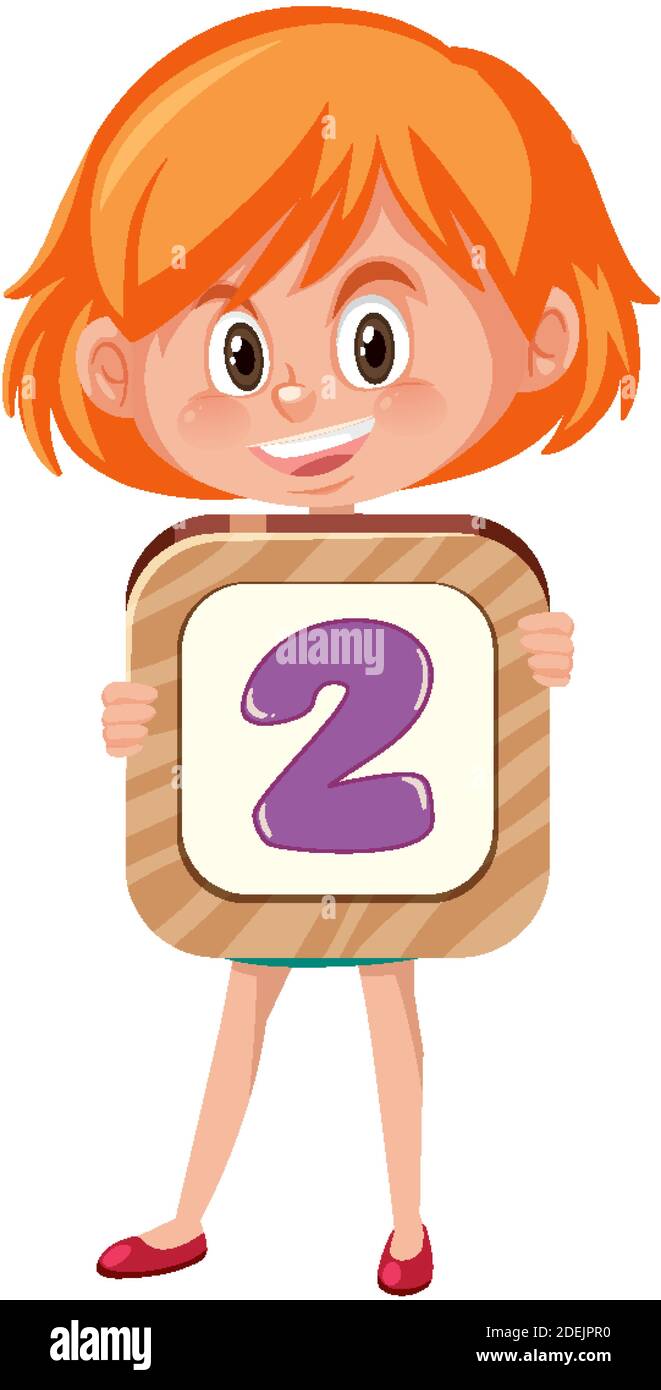 Student girl holding the number cartoon character isolated on white ...