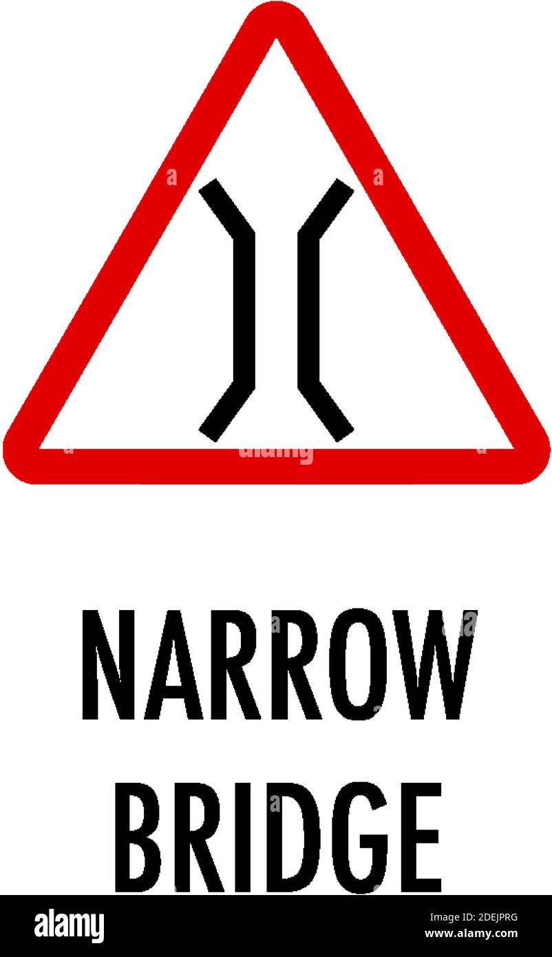Narrow bridge sign on white background illustration Stock Vector Image ...