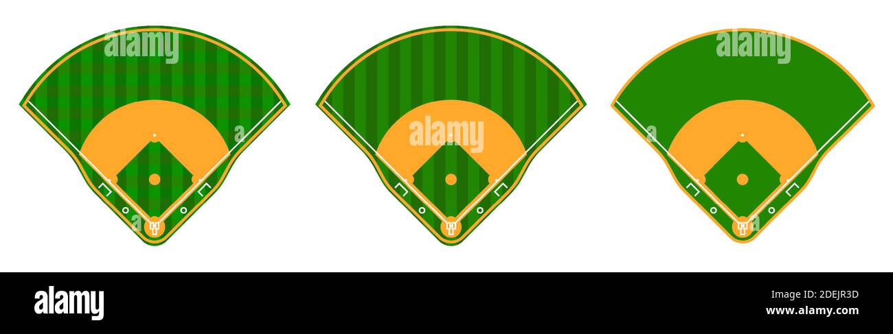 set of green baseball fields with marking lines. Team sports. Active ...