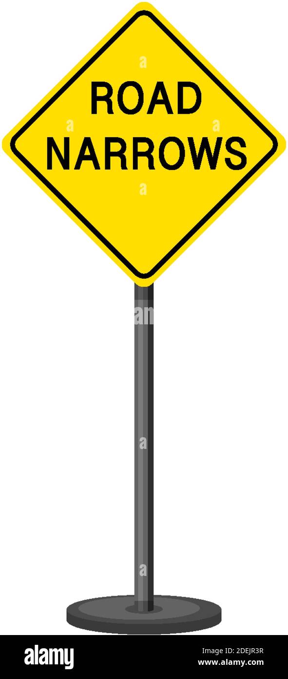 Yellow traffic warning sign on white background illustration Stock ...