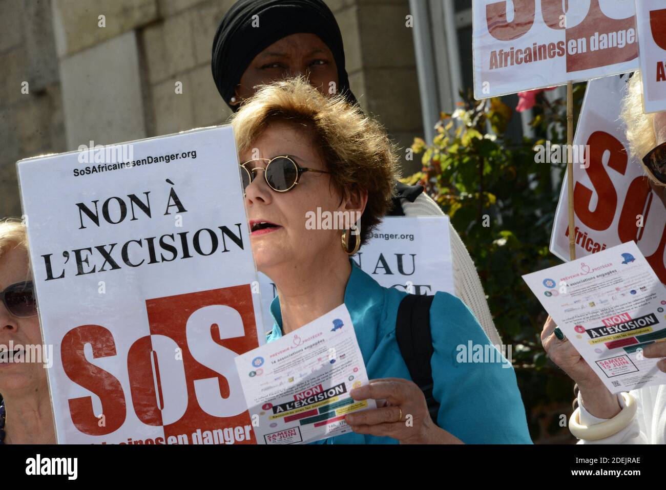 Women demonstrate against the practice of excision (female genital ...