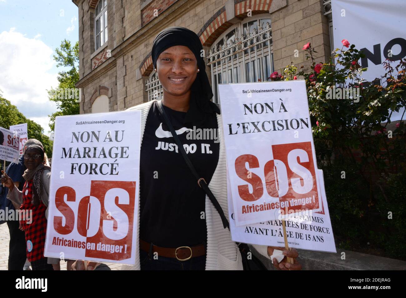 Women demonstrate against the practice of excision (female genital ...
