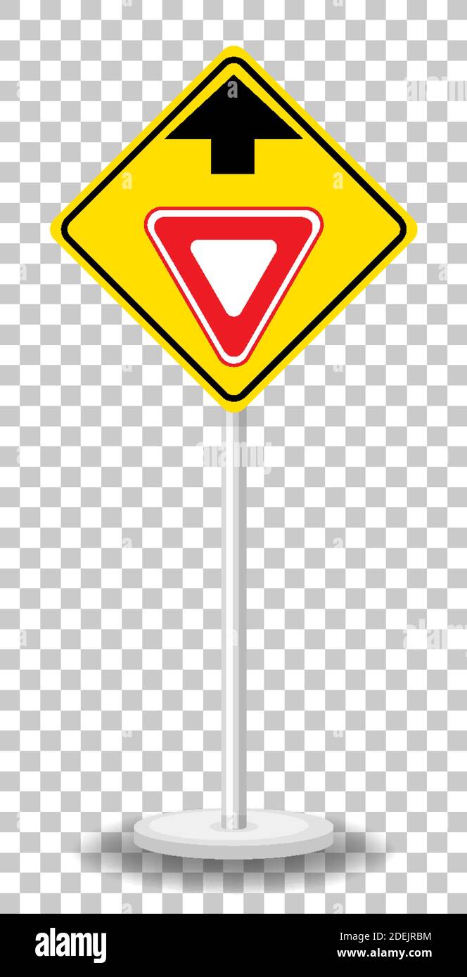 Yellow traffic warning sign on transparent background illustration ...