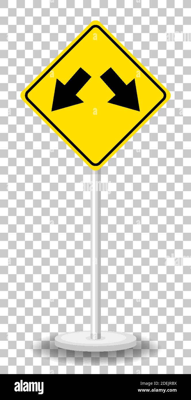 Yellow traffic warning sign on transparent background illustration ...