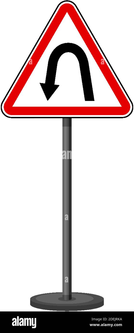 Left hair pin bend sign with stand isolated on white background ...