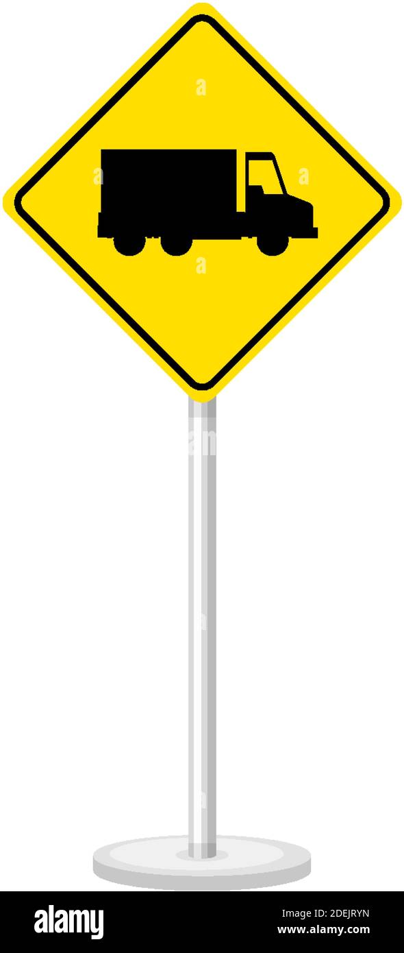 Yellow truck sign isolated on white background illustration Stock ...