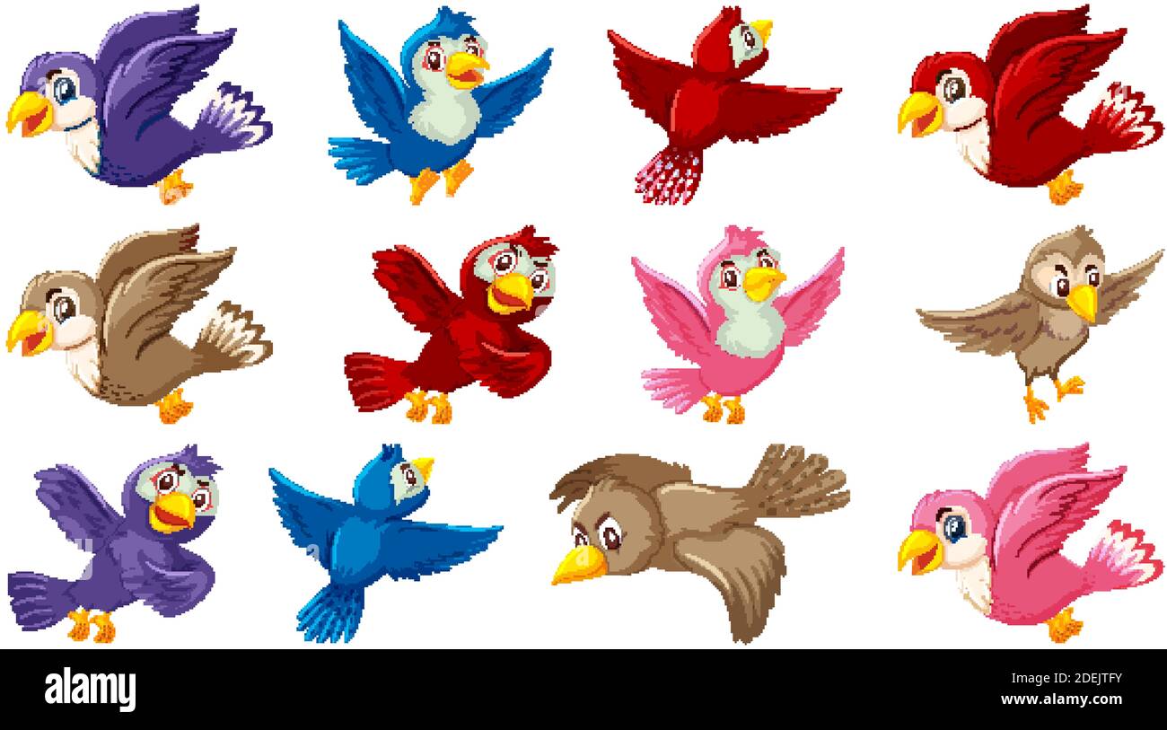 Set of bird cartoon character illustration Stock Vector Image & Art - Alamy