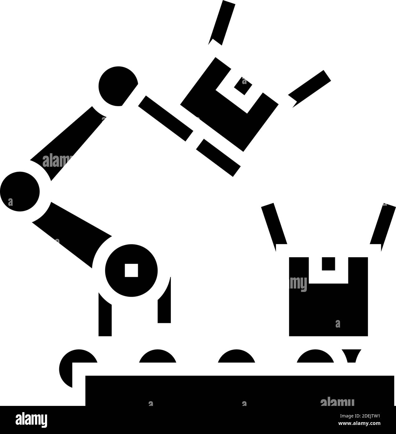 factory robot transportation box on conveyor glyph icon vector ...
