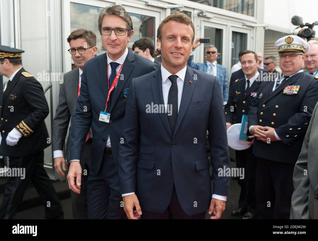 Patrice Caine (Thales) and Emmanuel Macron attending the 53rd ...
